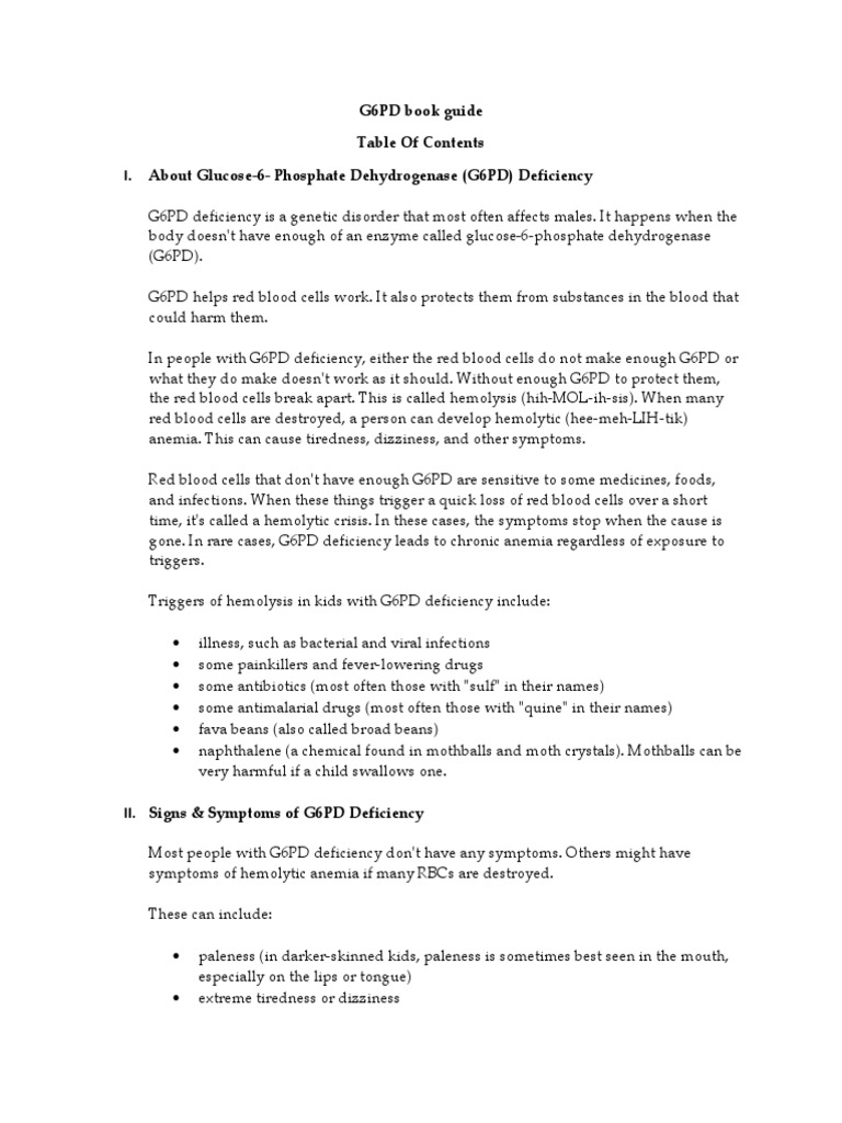 G6PD book guide | PDF | Food Ingredients | Food And Drink