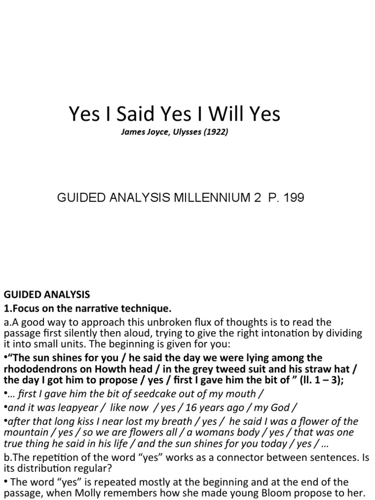 Yes I Said Yes I Will Yes: Guided Analysis Millennium 2 P. 199 | PDF ...