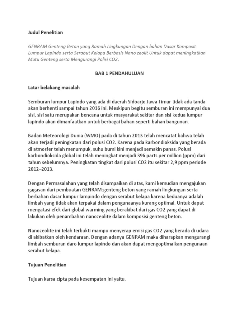 Contoh Proposal Penelitian Ilmiah | PDF