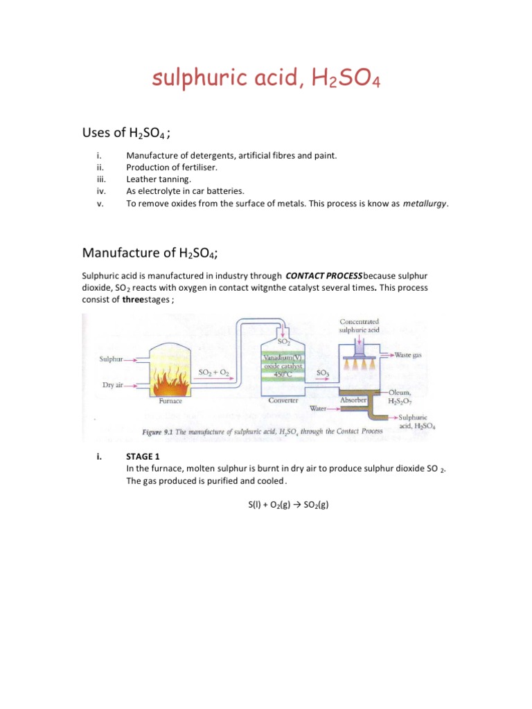 Sulfur Trioxide and Sulfuric Acid Process | PDF