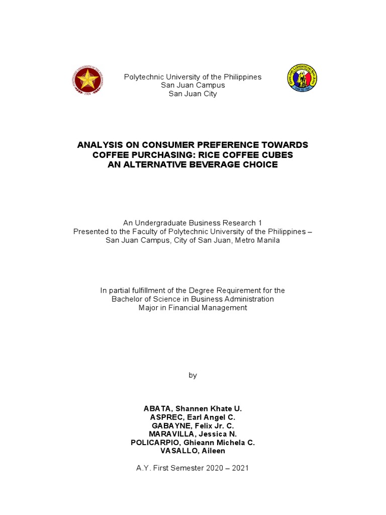 Analysis On Consumer Preference Towards Coffee Purchasing: Rice Coffee ...