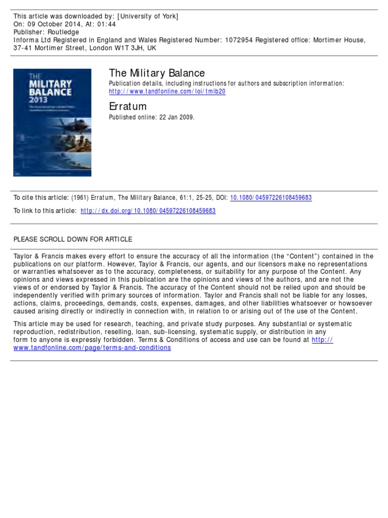 The Military Balance 1961 | PDF | Intercontinental Ballistic Missile ...