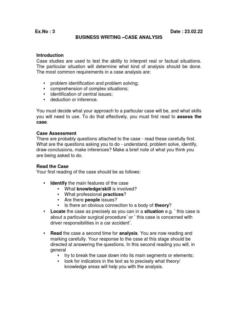 Business Writing Case Analysis Guide | PDF | Analysis | Theory