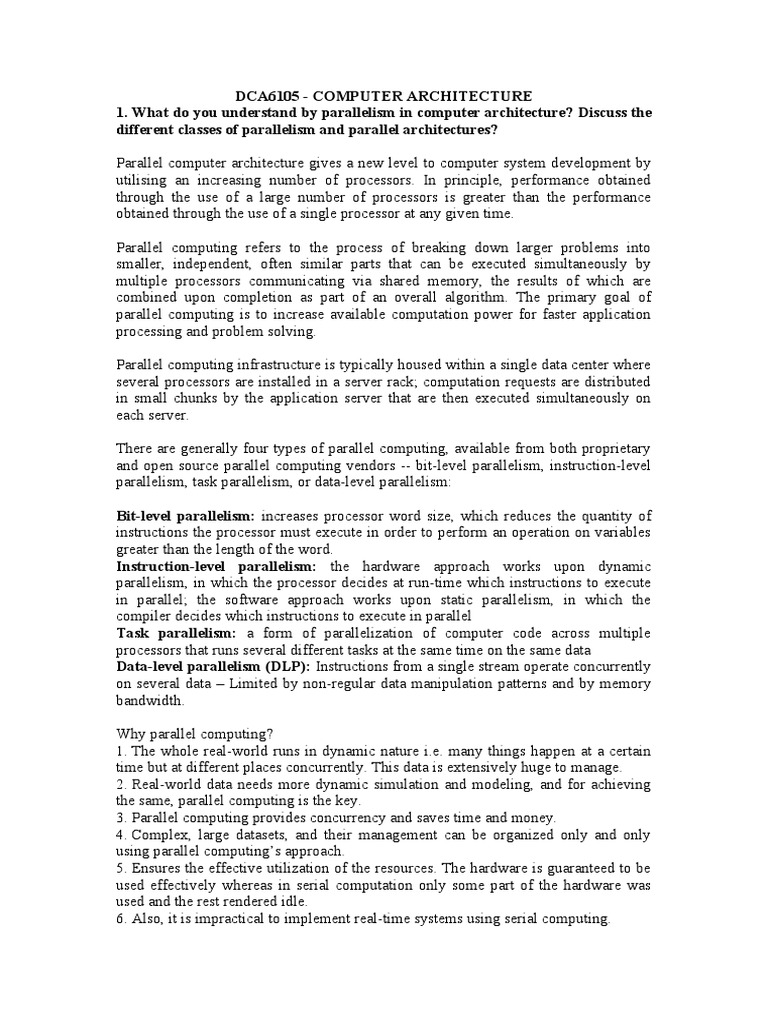 Dca6105 - Computer Architecture | PDF | Thread (Computing) | Parallel ...