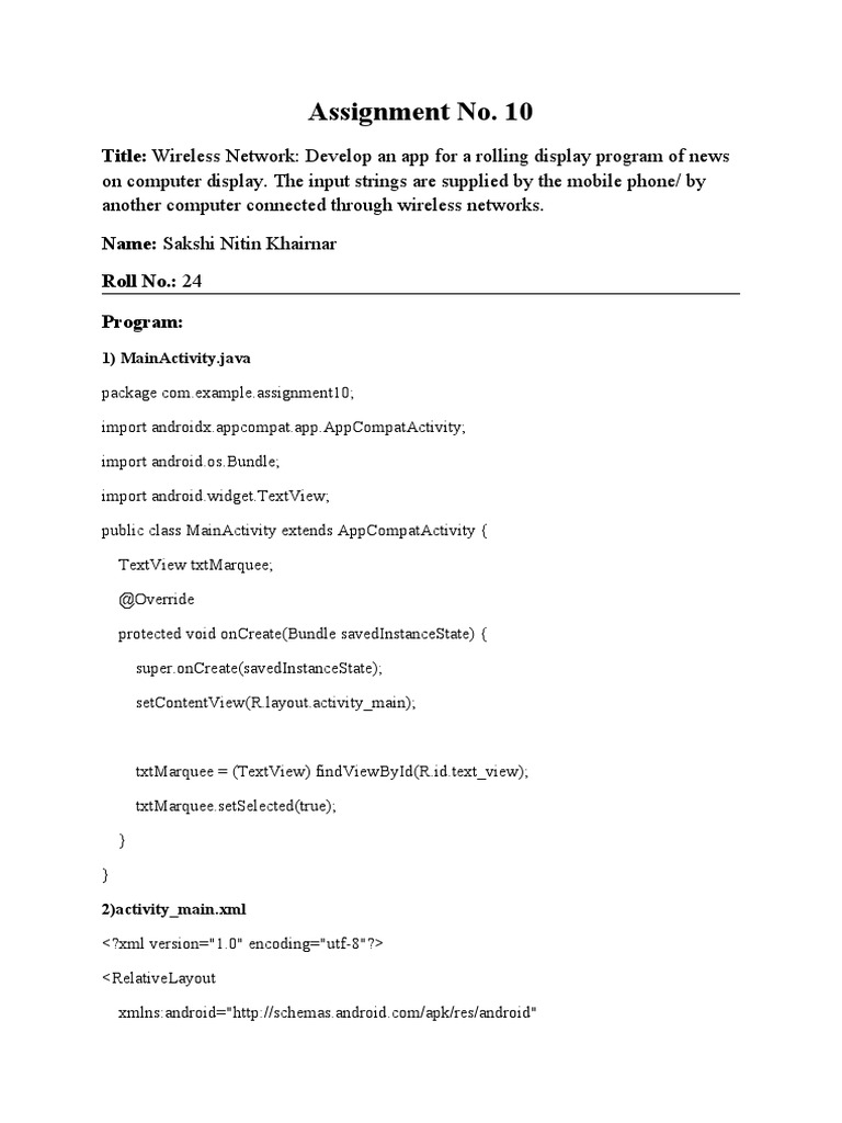 IWP Assignment No. 10 | PDF | Computers