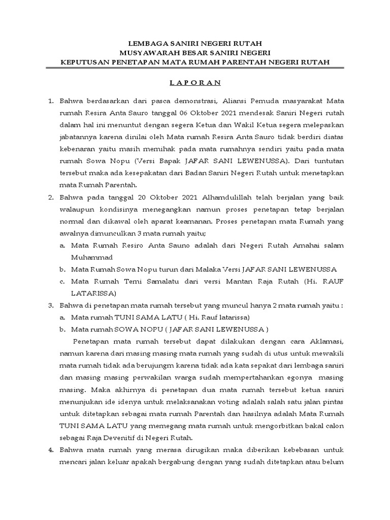 Lembaga Saniri Negeri Rutah | PDF