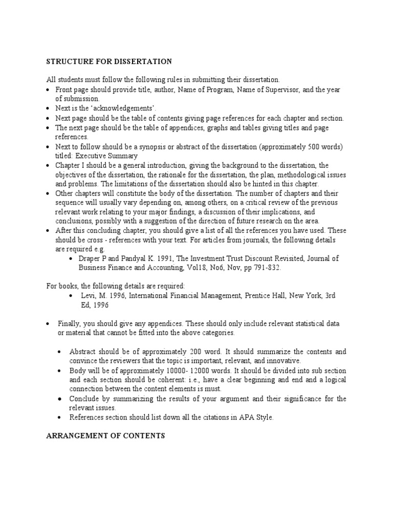 Structure For Dissertation | PDF | Thesis | Turnitin