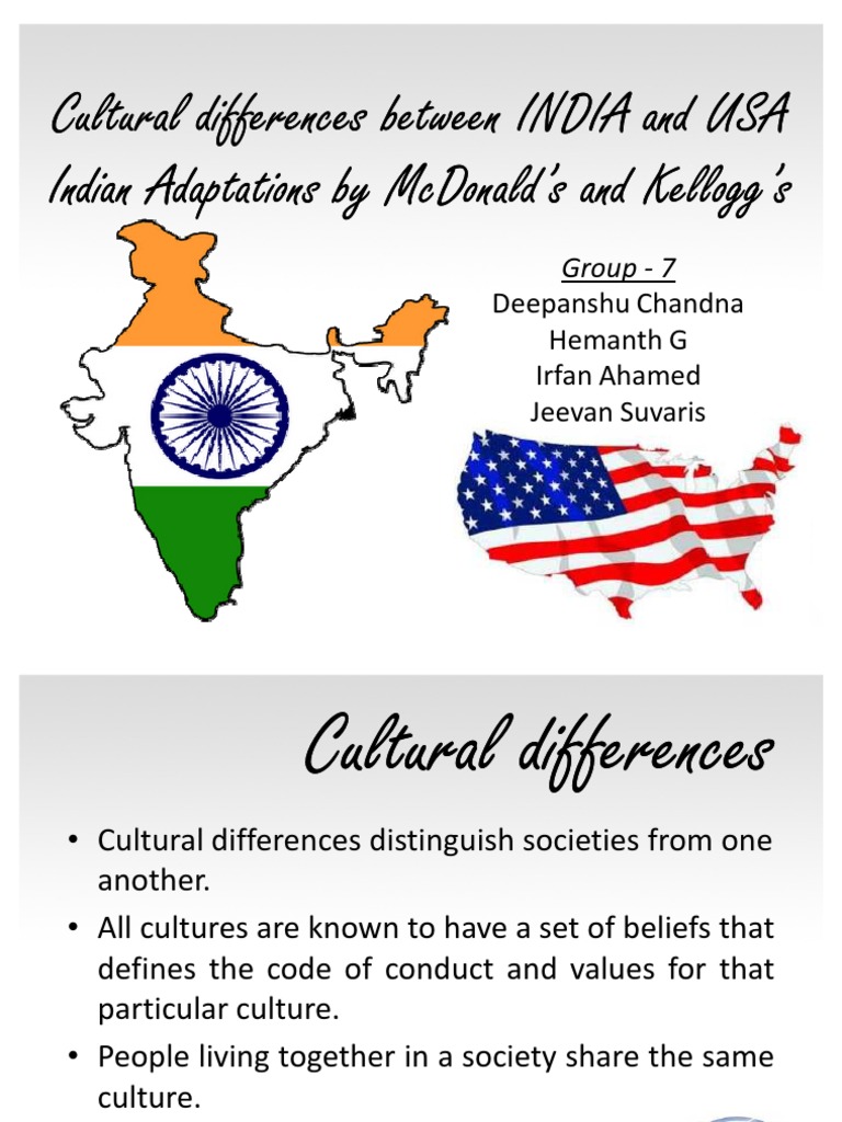 Cultural Differences Between INDIA and USA Cultural Differences Between INDIA and USA