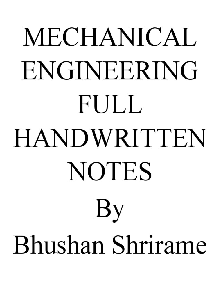 Mechanical Engineering Handwritten Notes | PDF | Internal Combustion ...