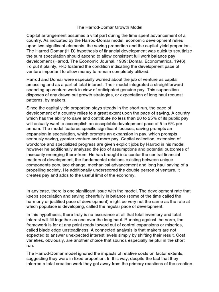 Harrod-Domar Growth Model | PDF | Economic Growth | Macroeconomics