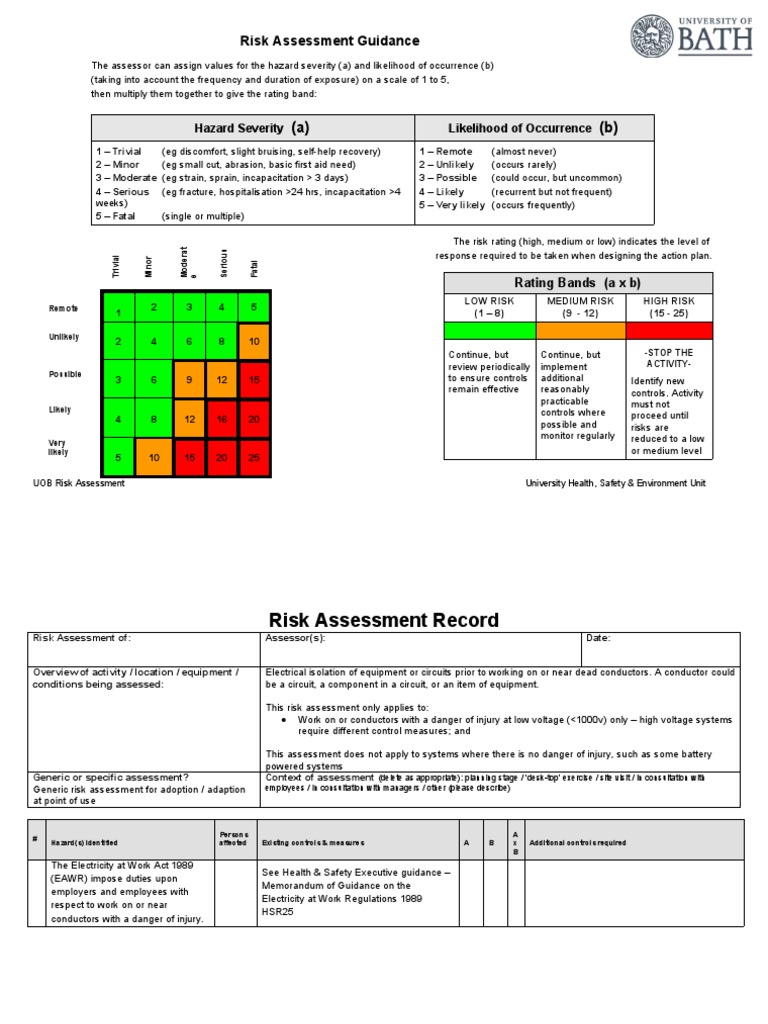 Risk Assessment Guidance: Hazard Severity Likelihood of Occurrence ...