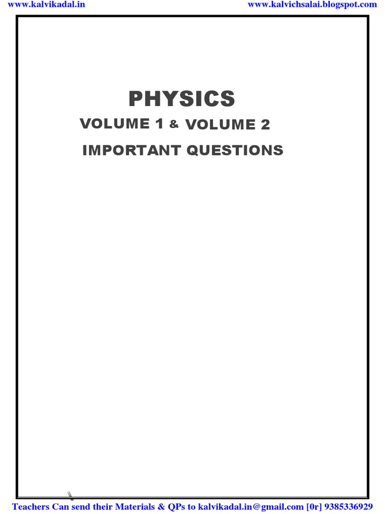 KALVI KADAL 12th Physics Important Questions 2020-21 EM WWW - Kalvikadal.in | PDF | Inductance ...