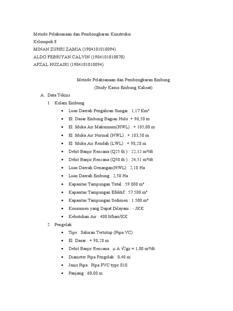 Metode Pelaksanaan Dan Pembongkaran Konstruksi Kelompok 8 | PDF