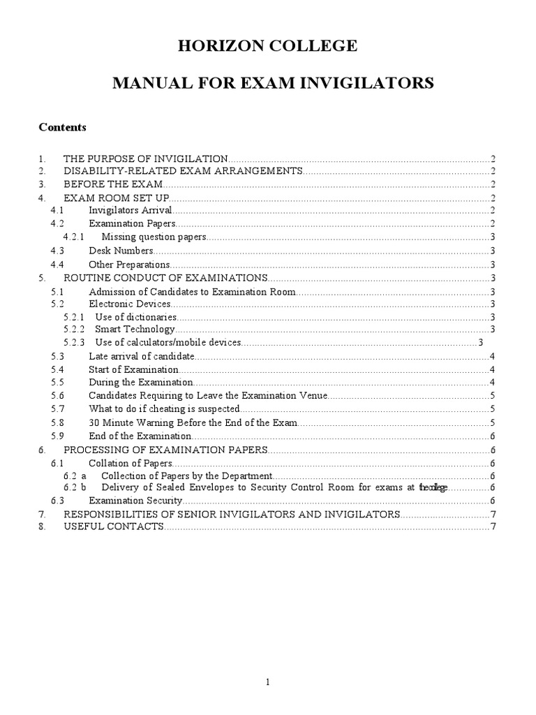 Exams Manual For Invigilators 2022 | PDF | Test (Assessment)