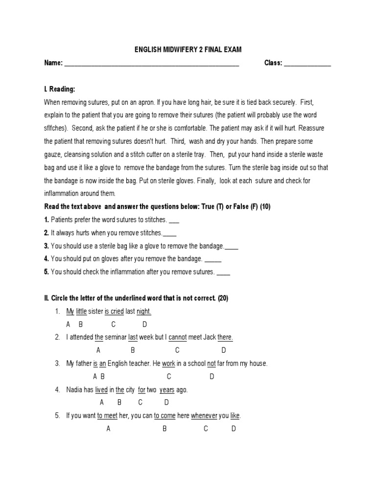 English Midwifery 2 Final Exam.. | PDF | Surgical Suture