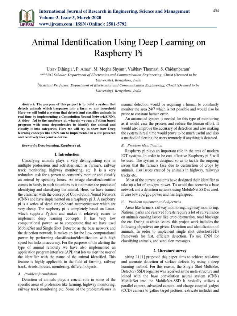 Animal Identification Using Deep Learning On Raspberry Pi | Download ...