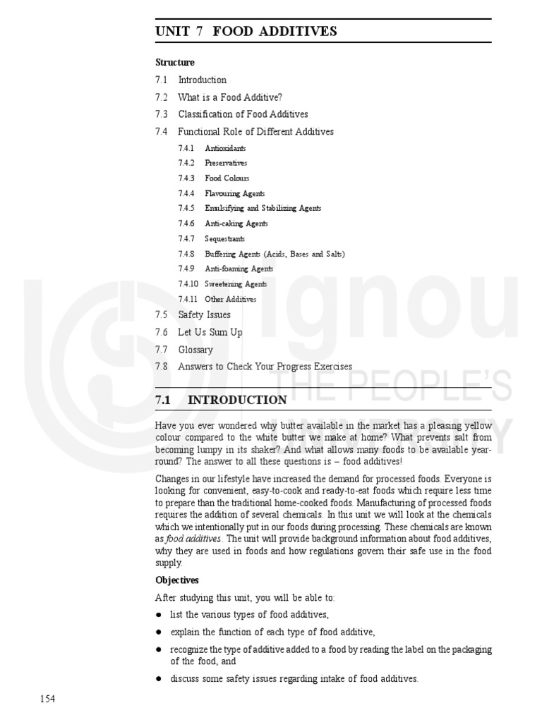Unit 7 Food Additives: Structure | PDF | Foods | Flavor