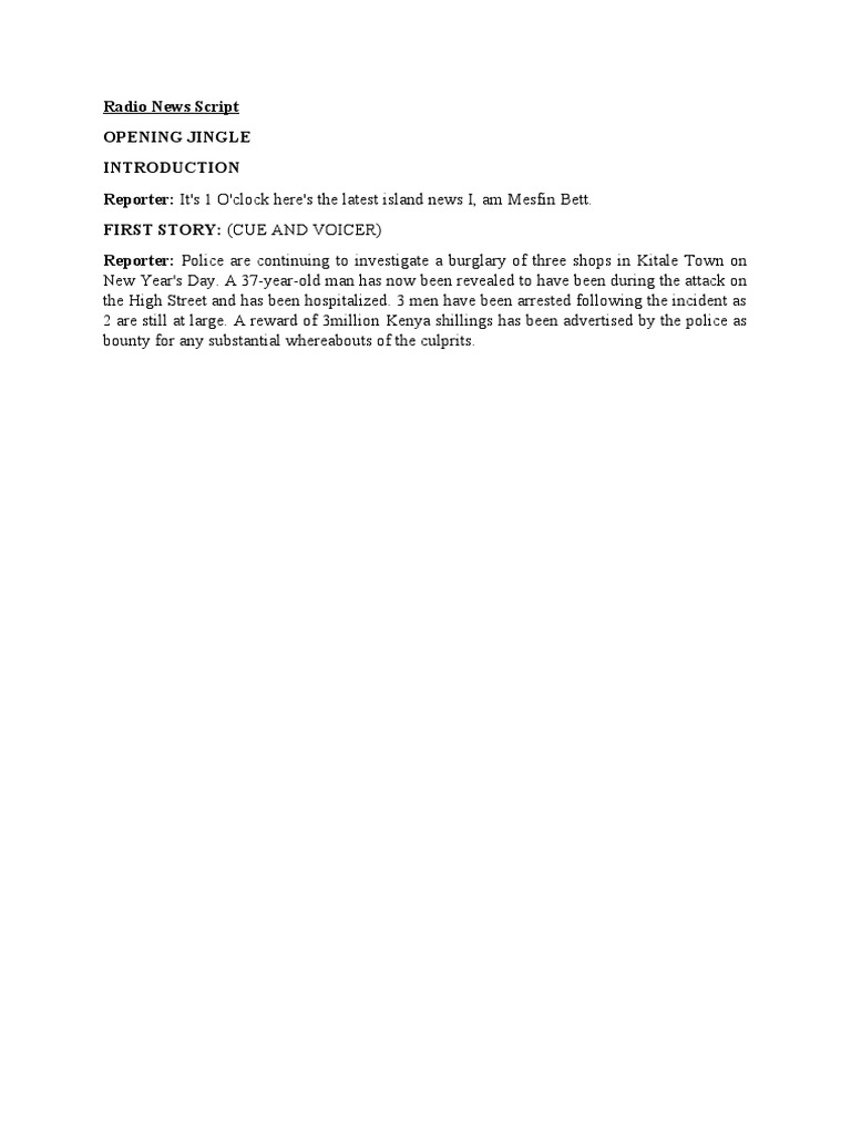 Radio News Script | PDF