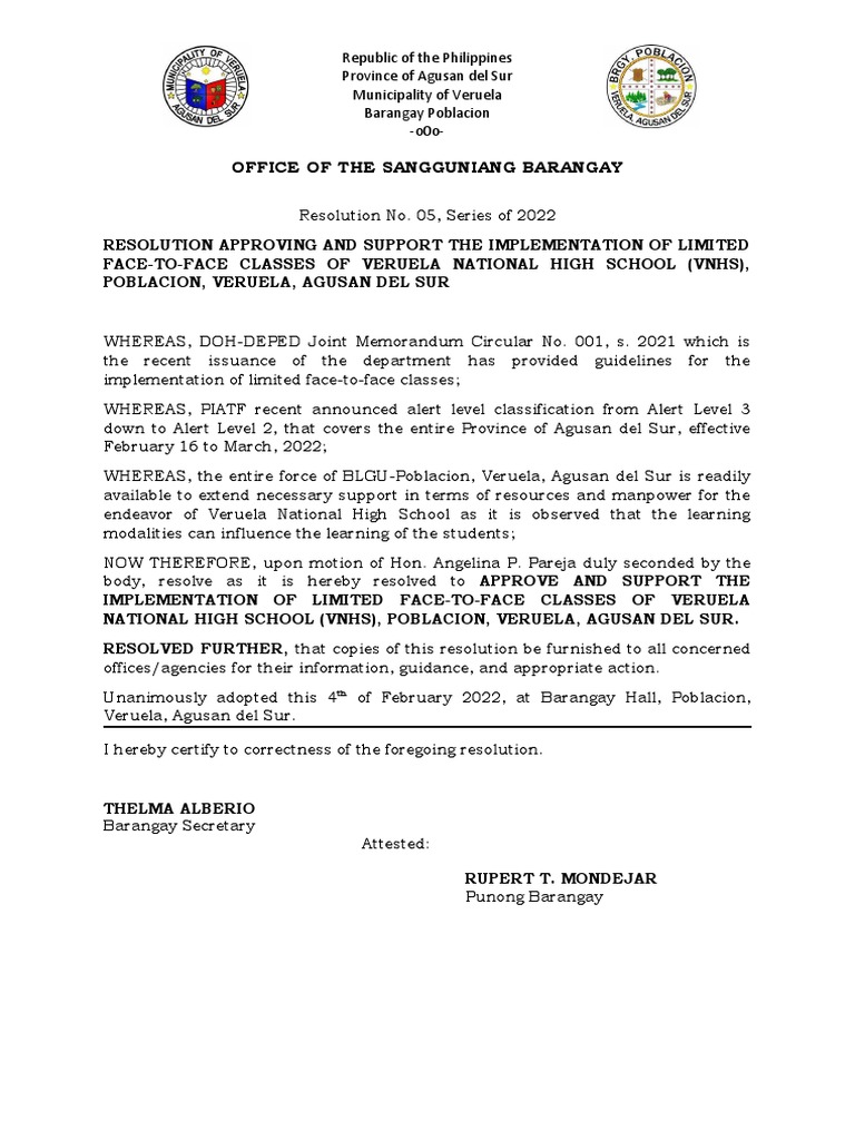 1 Barangay Resolution | PDF