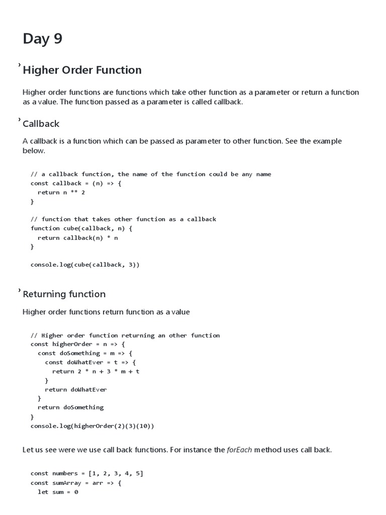 JavaScript Higher Order Functions and Functional Programming | PDF ...
