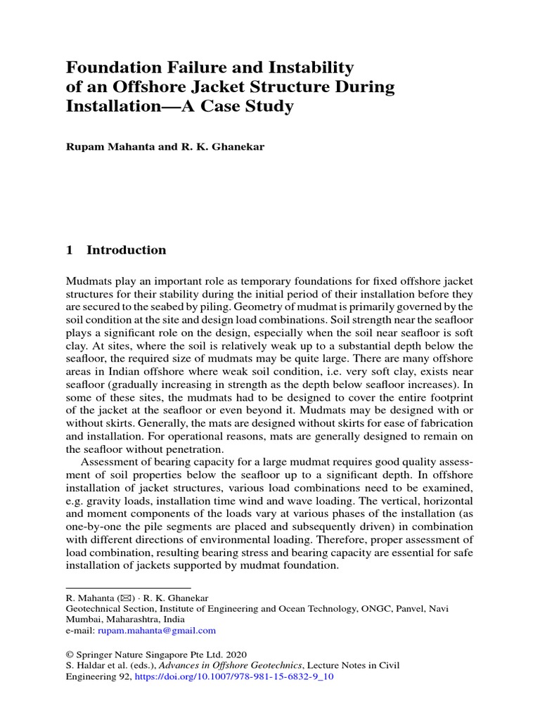 Foundation Failure and Instability of An Offshore Jecket Structure-Case ...