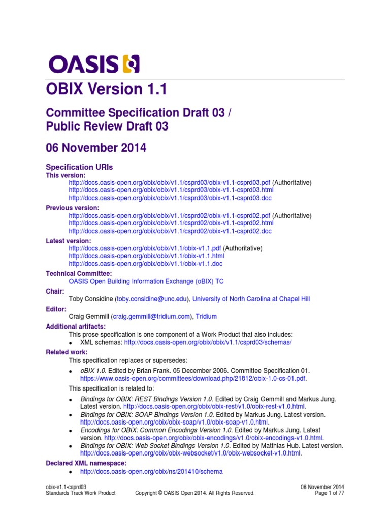 Obix-V1 1 | PDF | Xml | Xml Schema