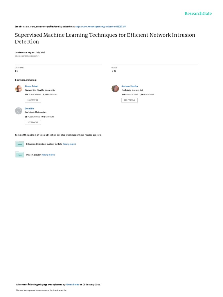 Supervised Machine Learning Techniques For Efficient Network Intrusion ...