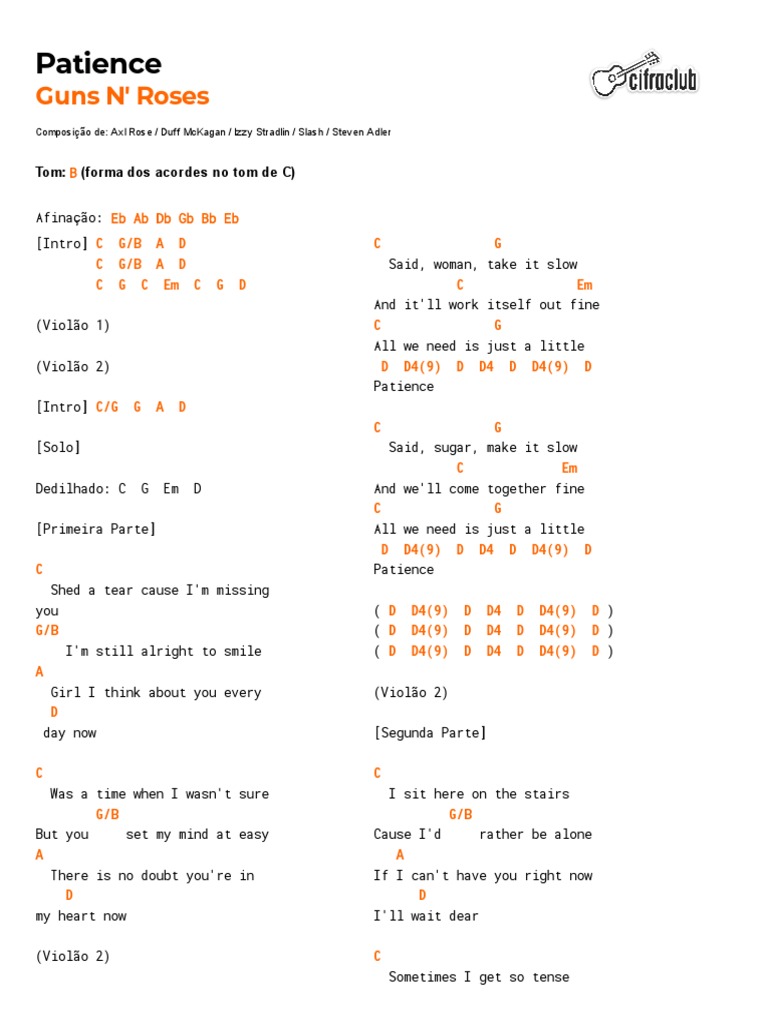 Cifra Club - Guns N' Roses - Patience | PDF | American Music People ...