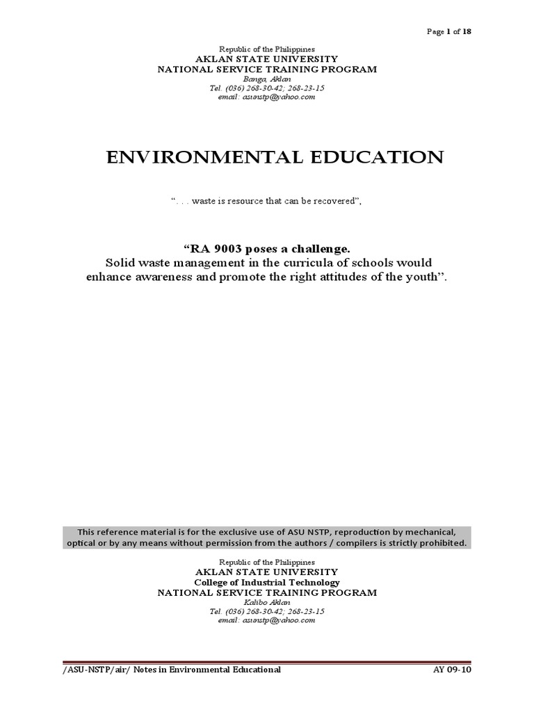 ENVIRONMENTAL-EDUC | PDF | Reuse | Municipal Solid Waste
