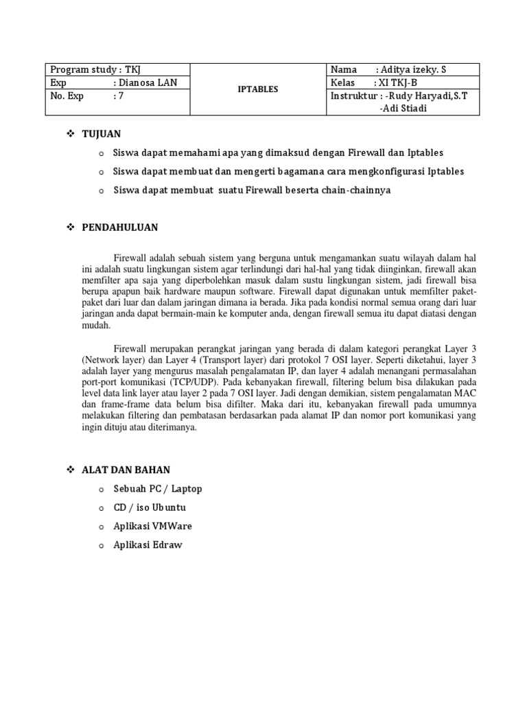 Laporan Firewall Dan Iptables | PDF