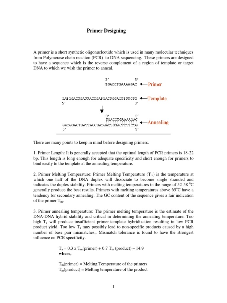 Chapter8 Primerdesigning | PDF | Primer (Molecular Biology) | Nucleic ...