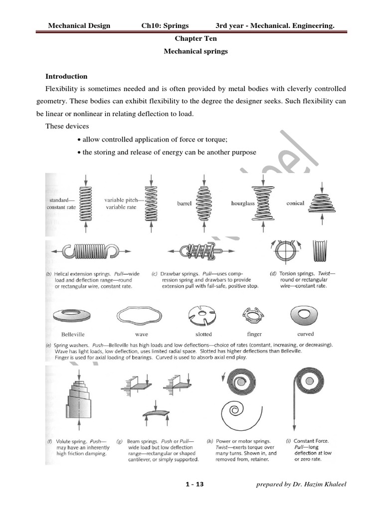 CH 10 Springs | PDF | Strength Of Materials | Buckling