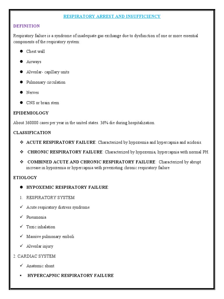 Respiratory Arrest and Insufficiency | PDF | Respiratory System ...
