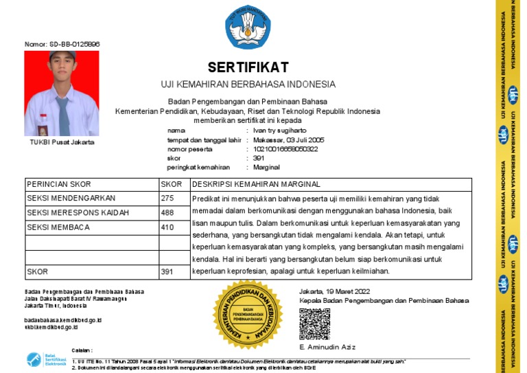 Sertifikat UKBI | PDF