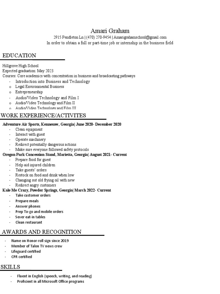 Amari Graham: Education | PDF | Career & Growth | Technology & Engineering