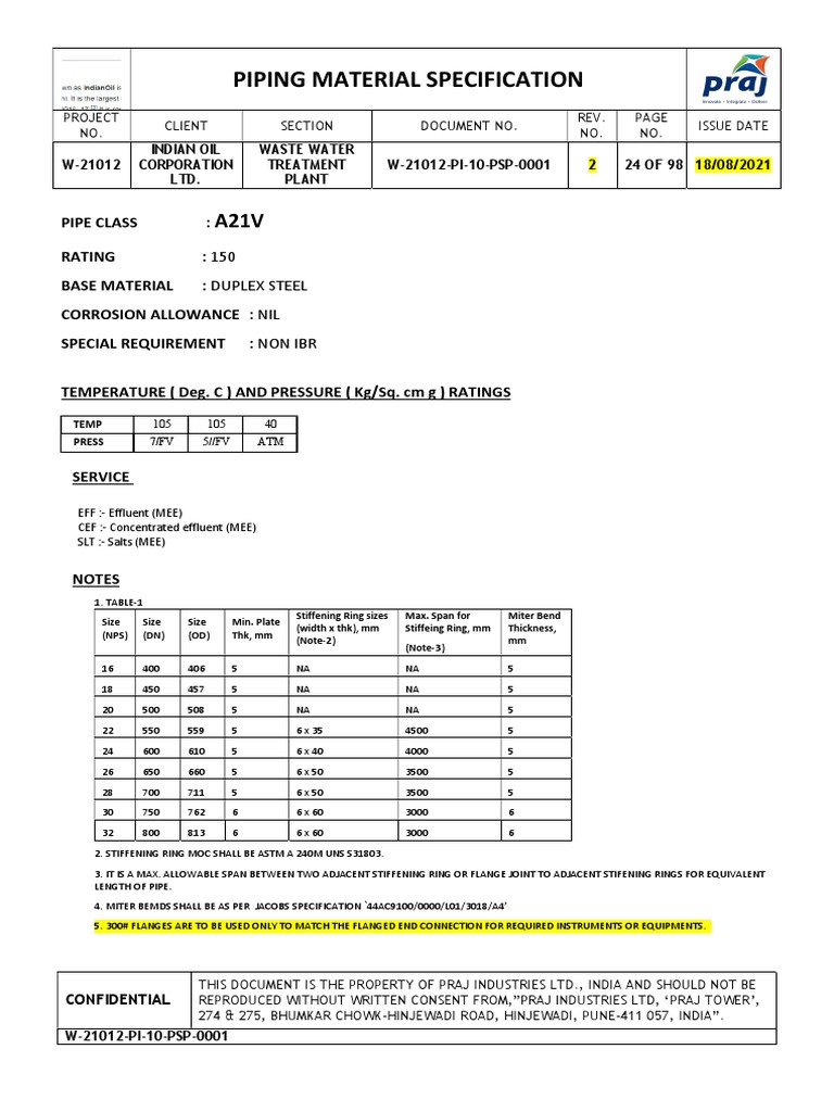 Piping Material Specification | PDF | Pipe (Fluid Conveyance) | Materials