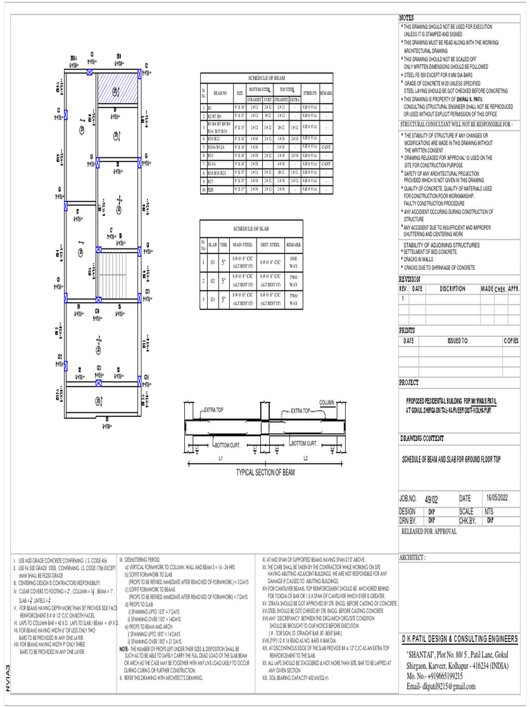 Schedule of Beam and Slab For Ground Floor Top-Model | PDF | Beam ...
