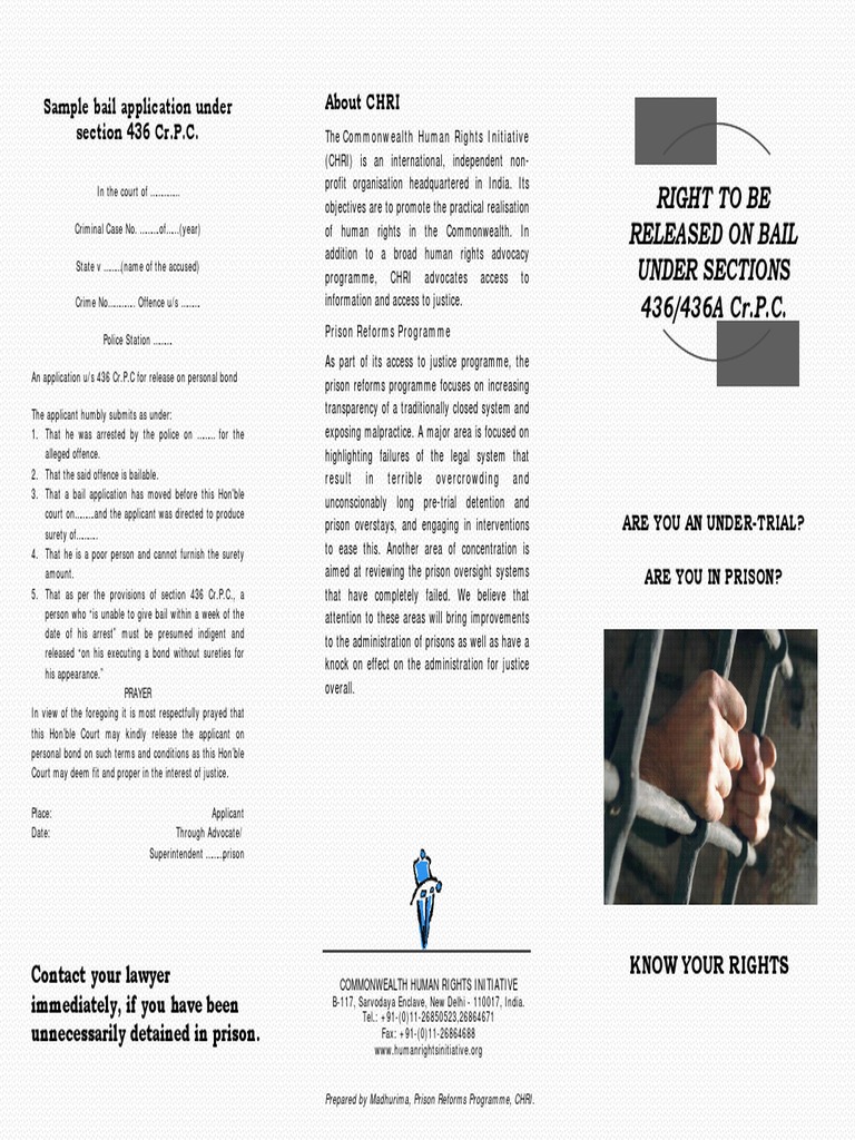 Right To Be Released On Bail Under Sections 436/436A CR.P.C | PDF ... Right To Be Released On Bail Under Sections 436/436A CR.P.C | PDF ...
