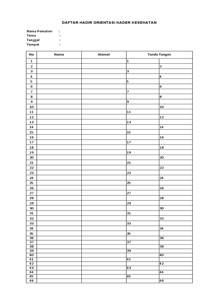 Daftar Hadir Kegiatan | PDF