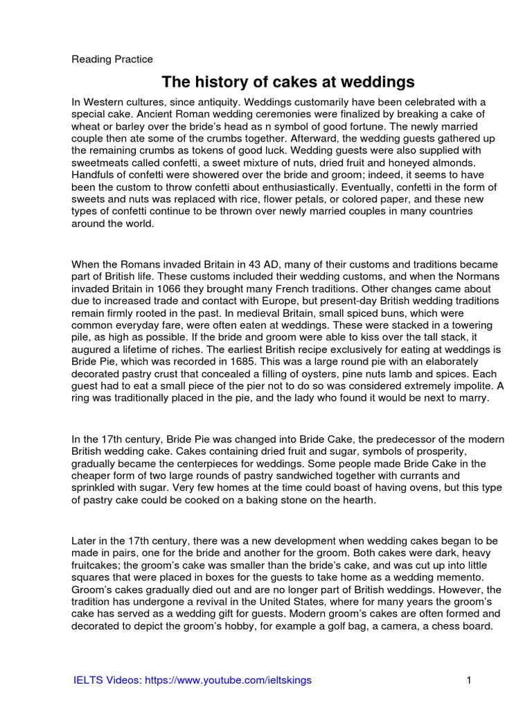 The History of Cakes at Weddings | PDF | Cakes | Bride