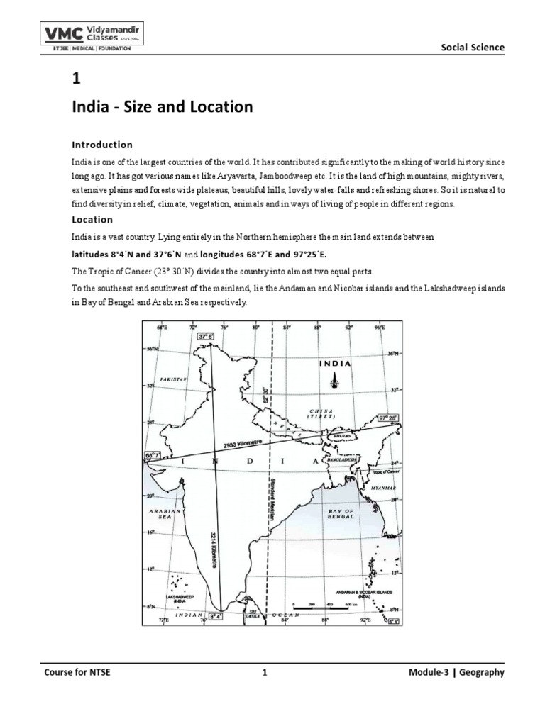 India: Size and Location Overview | PDF | Indian Ocean | Indian ...