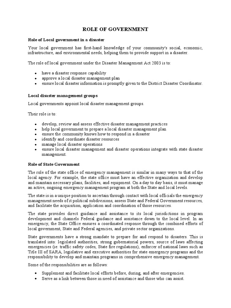 Role of Government and Ngo's in Disaster | PDF | Emergency Management ...
