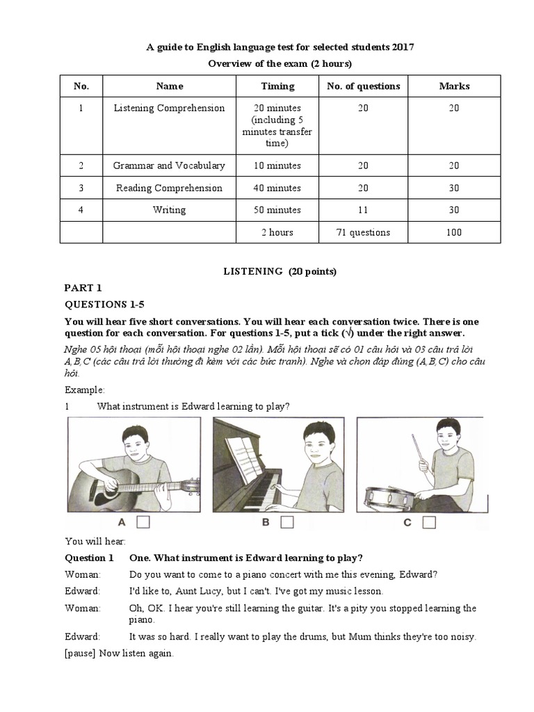 A Guide To English Language Test For Selected Students 2017 | PDF