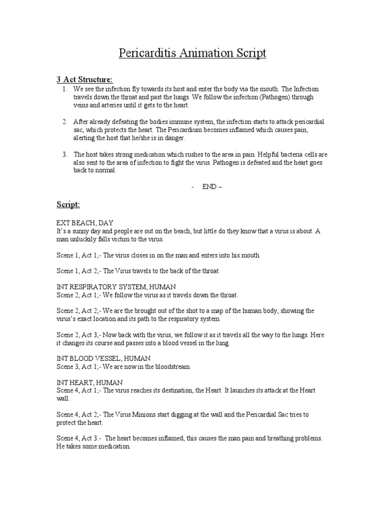 Final Pericarditis Animation Script | PDF