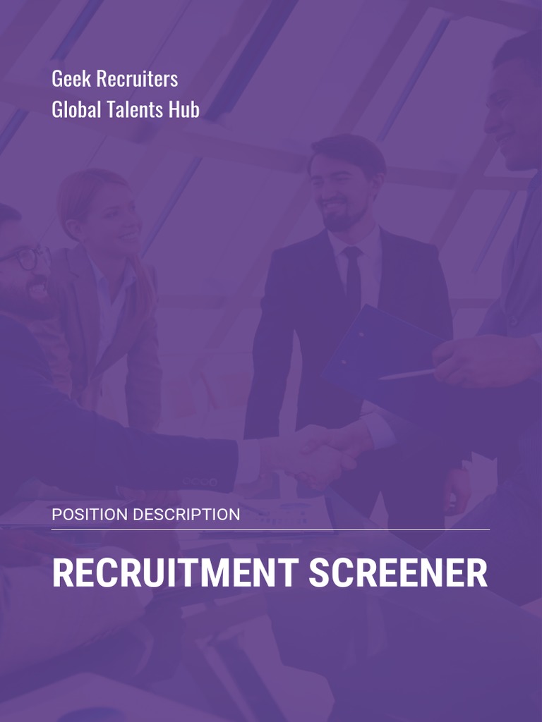 JD - Recruitment Screener | PDF | Recruitment
