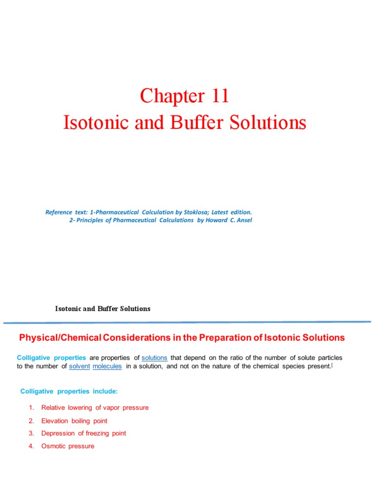 Isotonic and Buffer Solutions PDF | PDF | Buffer Solution | Acid