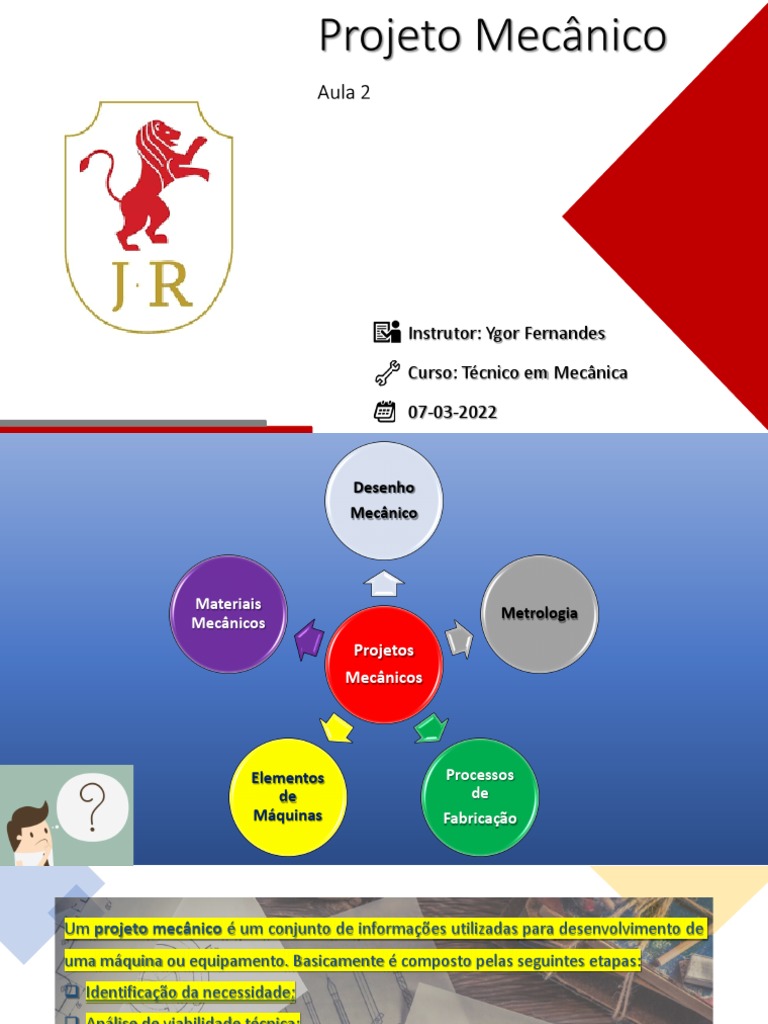 Aula 2 - Projetos Mecanicos | PDF | Desenho técnico | Desenho
