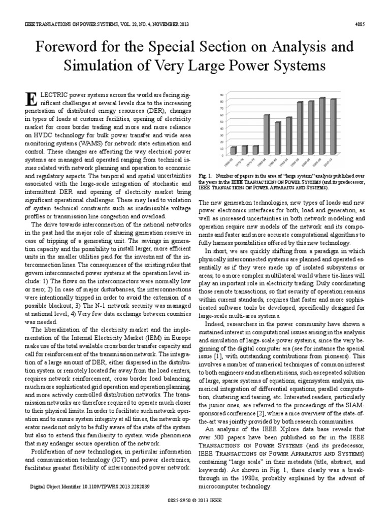 Foreword For The Special Section On Analysis and Simulation of Very Large Power Systems | PDF ...