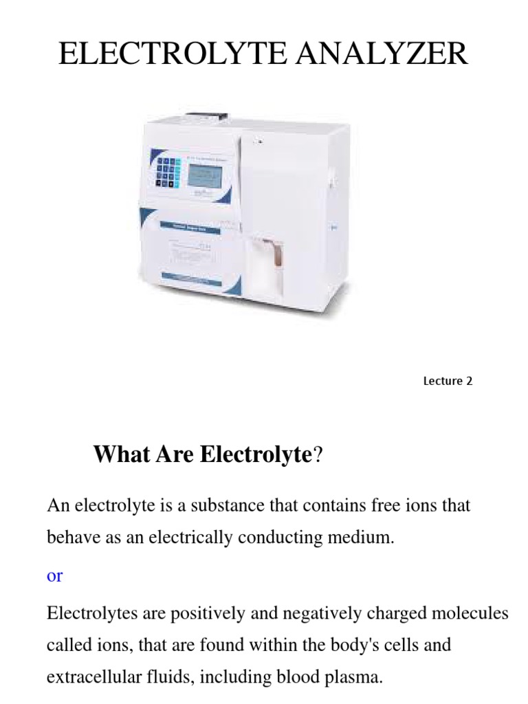 Electrolyte Analyser | PDF | Electrolyte | Chemistry
