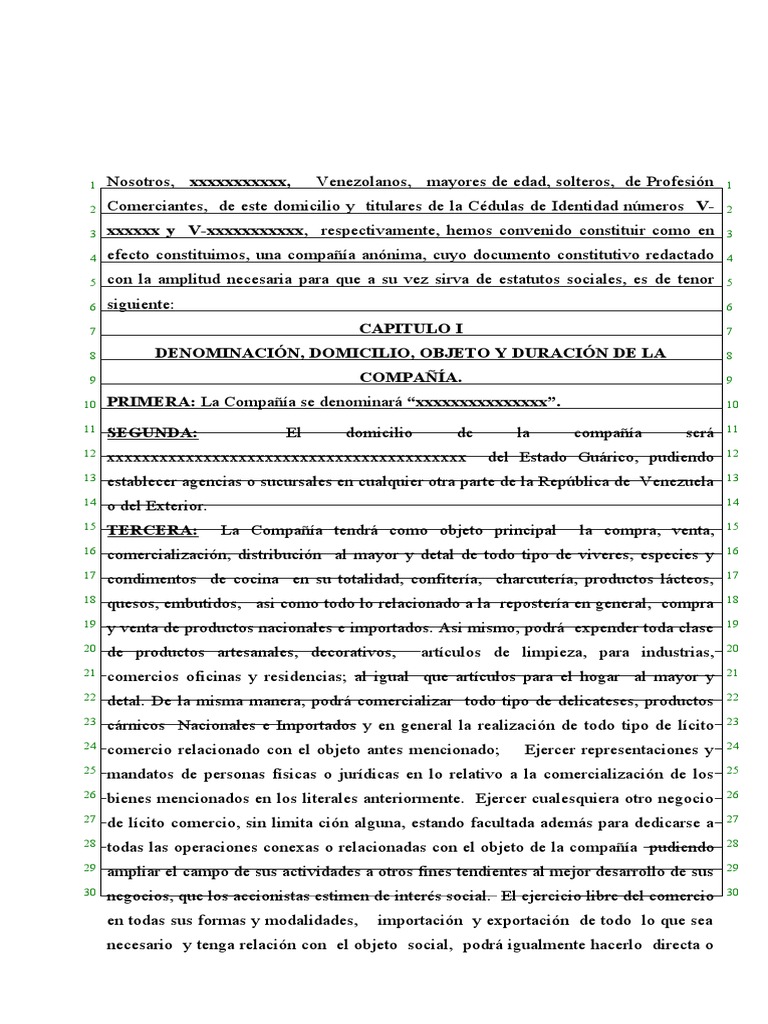 Acta Constitutiva Inversiones Full Especias | PDF | Compartir (Finanzas) | Business